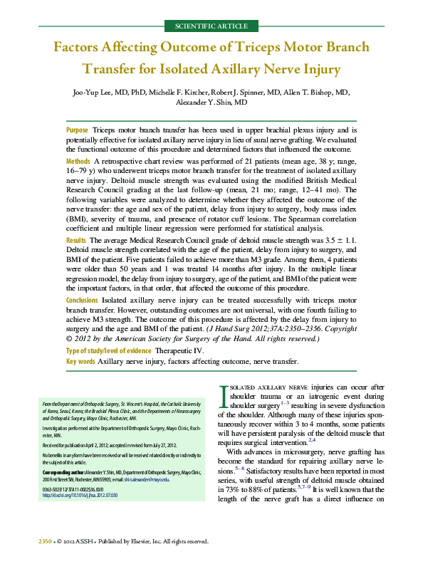 (PDF) Factors Affecting Outcome of Triceps Motor Branch Transfer for ...