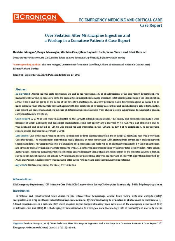 (PDF) EC EMERGENCY MEDICINE AND CRITICAL CARE Case Report Over Sedation ...