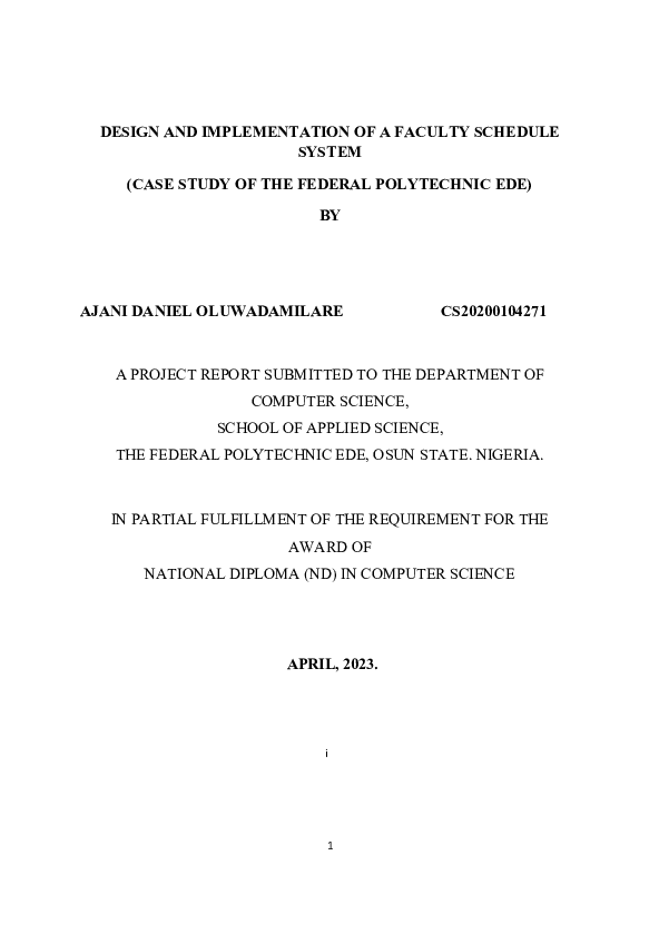 (DOC) DESIGN AND IMPLEMENTATION OF A FACULTY SCHEDULE SYSTEM