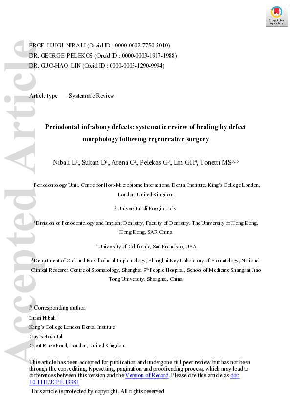 (PDF) Periodontal infrabony defects: Systematic review of healing by ...