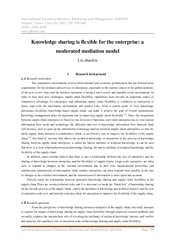 (PDF) Knowledge sharing is flexible for the enterprise: a moderated mediation model