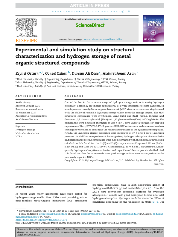 (PDF) Experimental and simulation study on structural characterization and hydrogen storage of ...