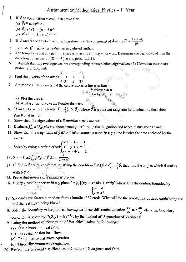 (PDF) Assignment on Mathematical Physics