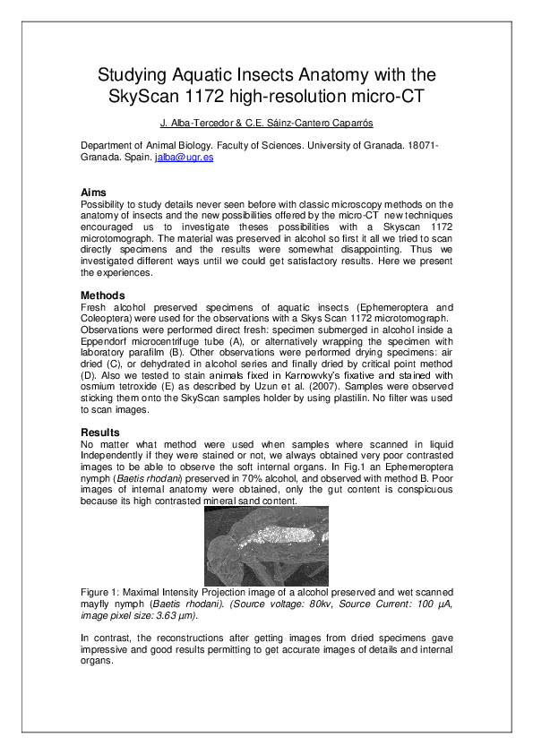 (PDF) Studying Aquatic Insects Anatomy with the SkyScan 1172 high ...