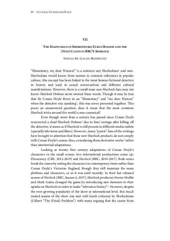 (PDF) THE MADWOMAN IN SHERRINFORD: EURUS HOLMES AND THE (NON) CANON IN ...
