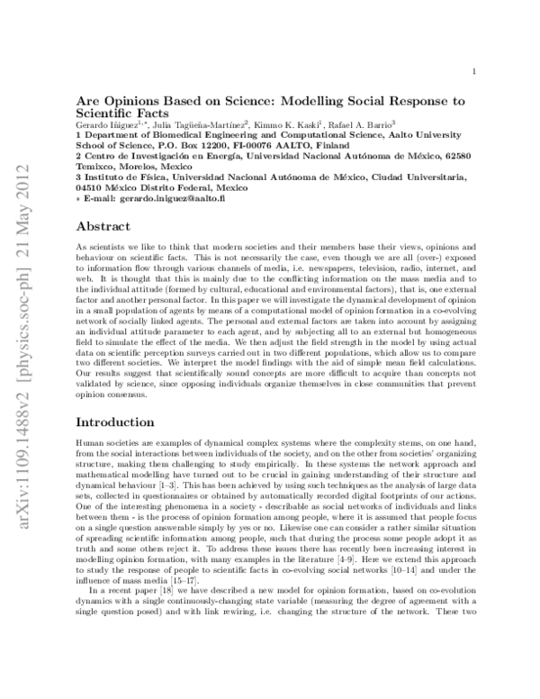 (PDF) 1Are Opinions Based on Science: Modelling Social Response to ...