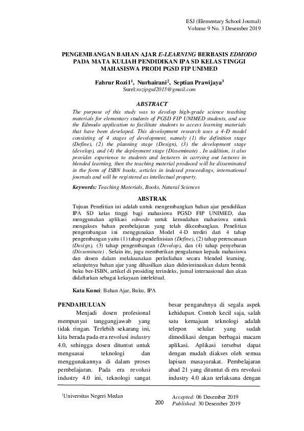 (PDF) Pengembangan Bahan Ajar E-Learning Berbasis Edmodo Pada Mata Kuliah Pendidikan Ipa SD ...