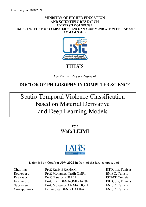 (PDF) (THESIS) Spatio-Temporal Violence Classification Based on Material Derivative and Deep ...