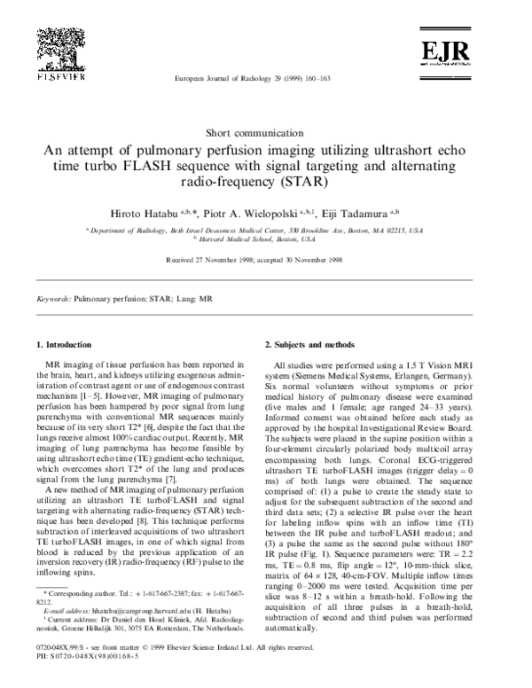 (PDF) An attempt of pulmonary perfusion imaging utilizing ultrashort ...
