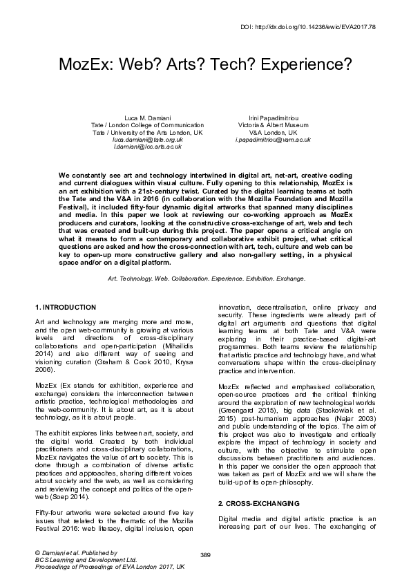 (PDF) MozEx: Web? Arts? Tech? Experience?