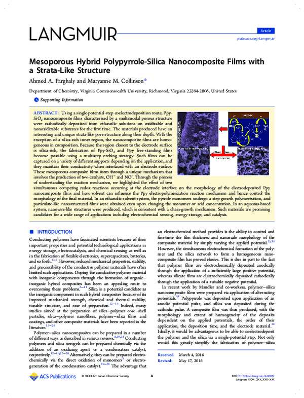 (PDF) Mesoporous Hybrid Polypyrrole-Silica Nanocomposite Films with a ...