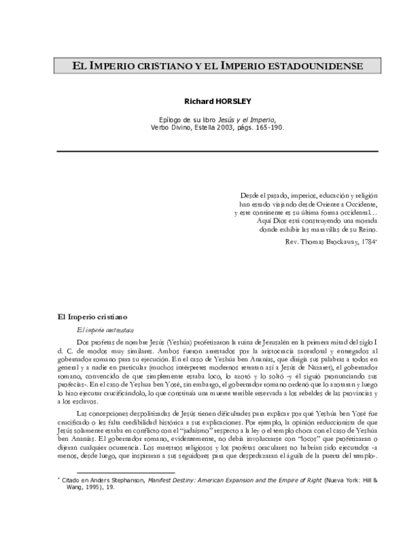 (PDF) RELaT nº 342 HORSLEY – El imperio cristiano y el imperio estadounidense (2003).
