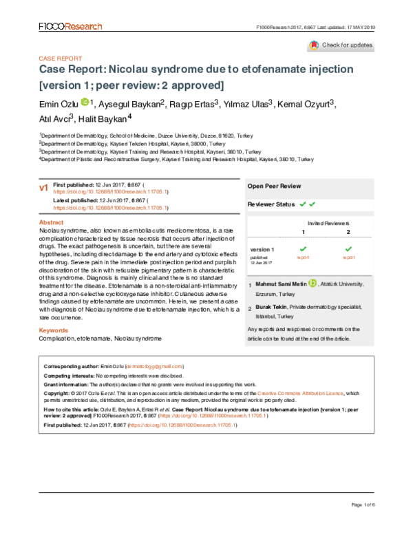 (PDF) Case Report: Nicolau syndrome due to etofenamate injection