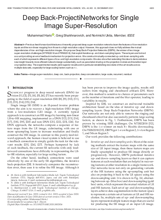 (PDF) Deep Back-ProjectiNetworks for Single Image Super-Resolution