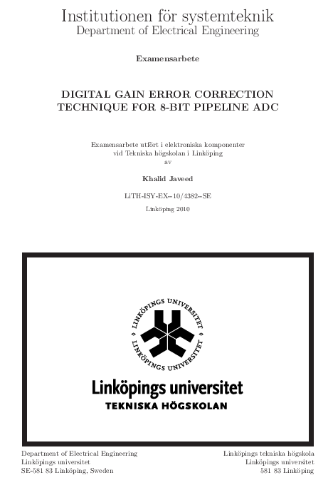 (PDF) Institutionen För Systemteknik Digital Gain Error Correction ...