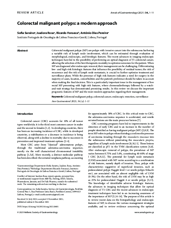 (PDF) Colorectal malignant polyps: a modern approach | Ricardo Fonseca ...