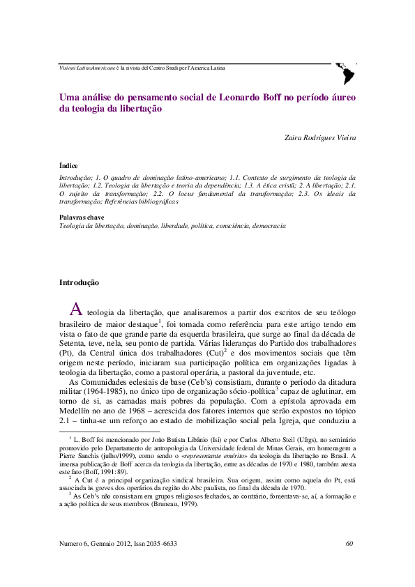 (PDF) Uma análise do pensamento social de Leonardo Boff no período ...