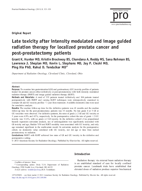 (PDF) Late toxicity after intensity modulated and image guided ...