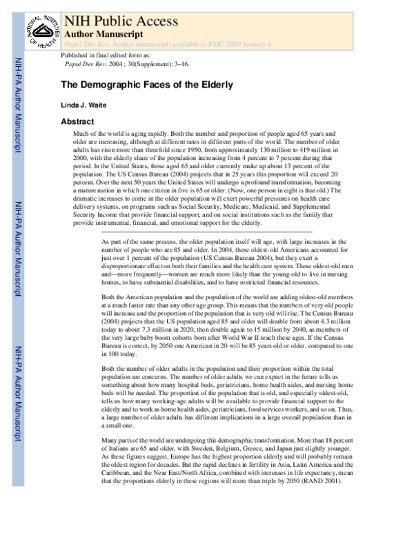 (PDF) The Demographic Faces of the Elderly