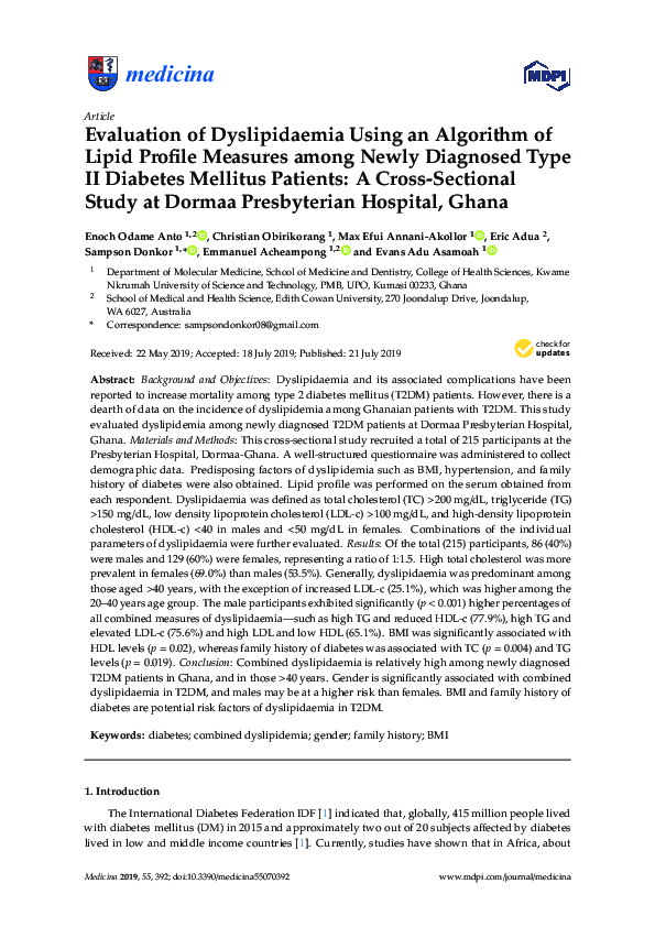 (PDF) Evaluation of Dyslipidaemia Using an Algorithm of Lipid Profile ...