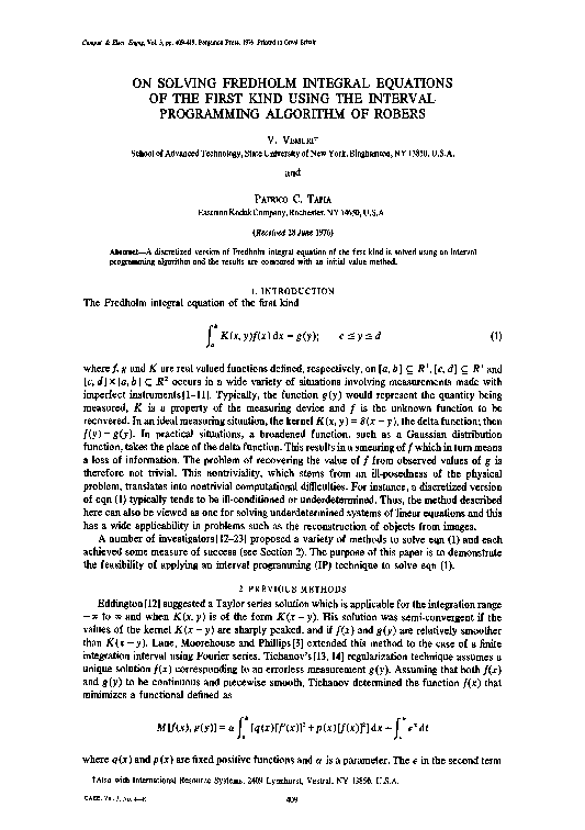 (PDF) On solving Fredholm integral equations of the first kind using ...