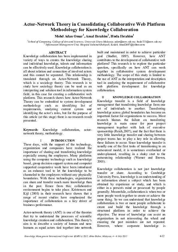 (PDF) Actor-network theory in consolidating collaborative web platform ...