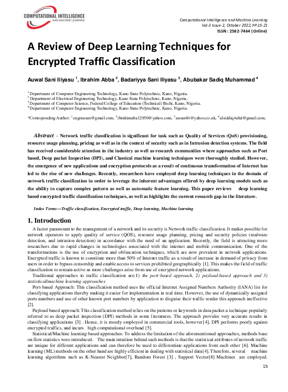 Pdf A Review Of Deep Learning Techniques For Encrypted Traffic Classification