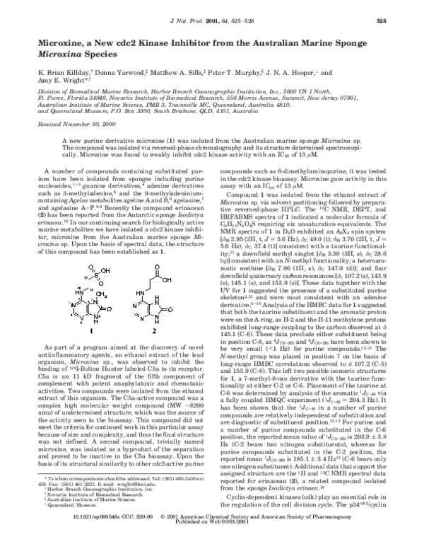 (PDF) Microxine, a New cdc2 Kinase Inhibitor from the Australian Marine ...