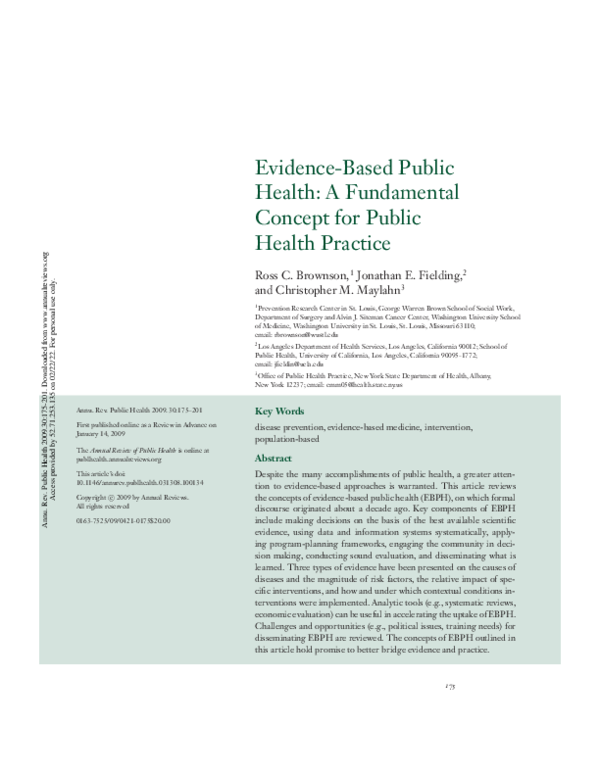 (PDF) Evidence-Based Public Health: A Fundamental Concept for Public ...