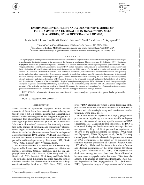 (PDF) Embryonic development and a quantitative model of programmed DNA elimination in ...