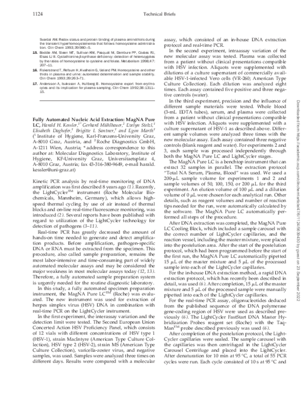 (PDF) Fully Automated Nucleic Acid Extraction: MagNA Pure LC | Egon ...