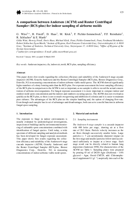 (PDF) A comparison between Andersen (ACFM) and Reuter Centrifugal ...
