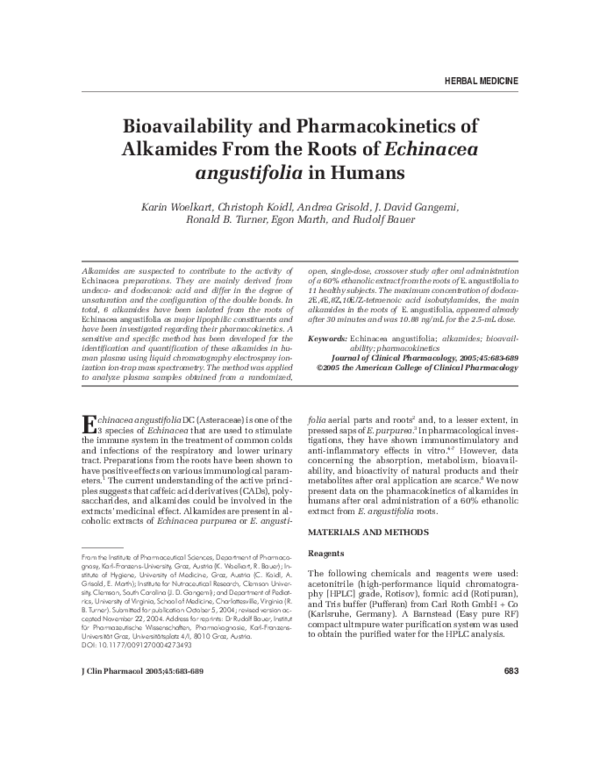 (PDF) Bioavailability and Pharmacokinetics of Alkamides From the Roots ...