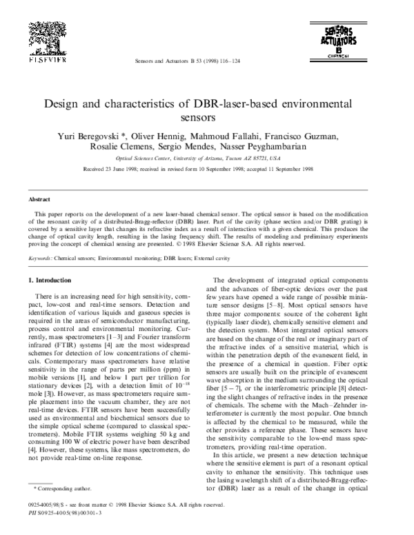 (PDF) Design and characteristics of DBR-laser-based environmental sensors | Francisco Guzman ...