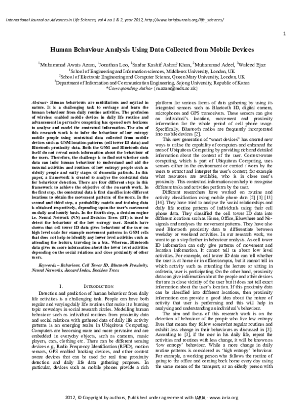 (PDF) Human behaviour analysis using data collected from mobile devices (PDF) Human behaviour analysis using data collected from mobile devices
