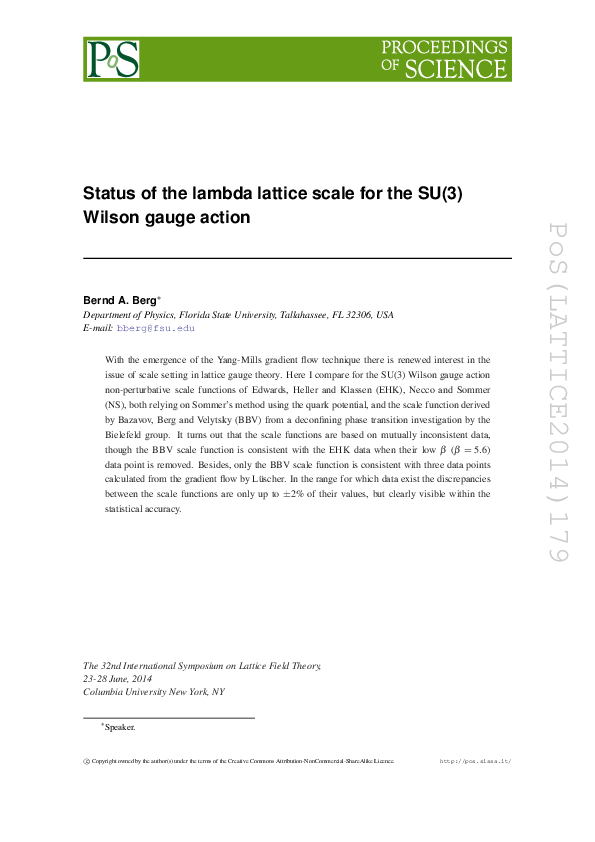 (PDF) Status of the SU3 Lambda Scale