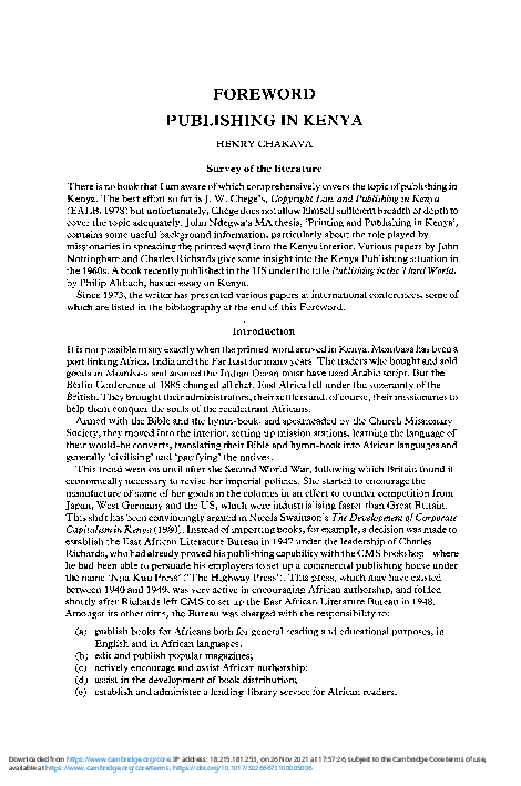 (PDF) Foreword Publishing in Kenya