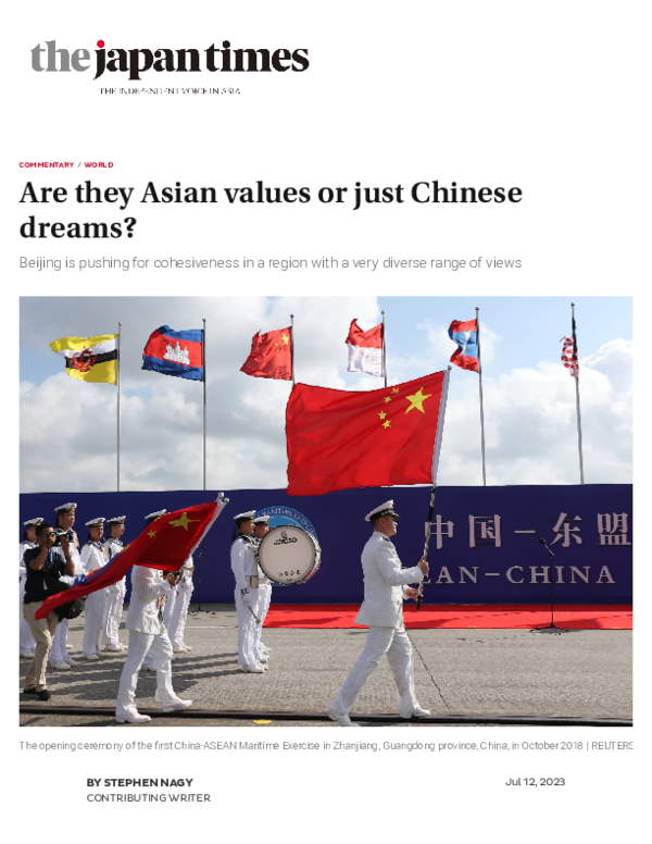 (PDF) Are they Asian values or just Chinese dreams ? | Stephen R Nagy ...