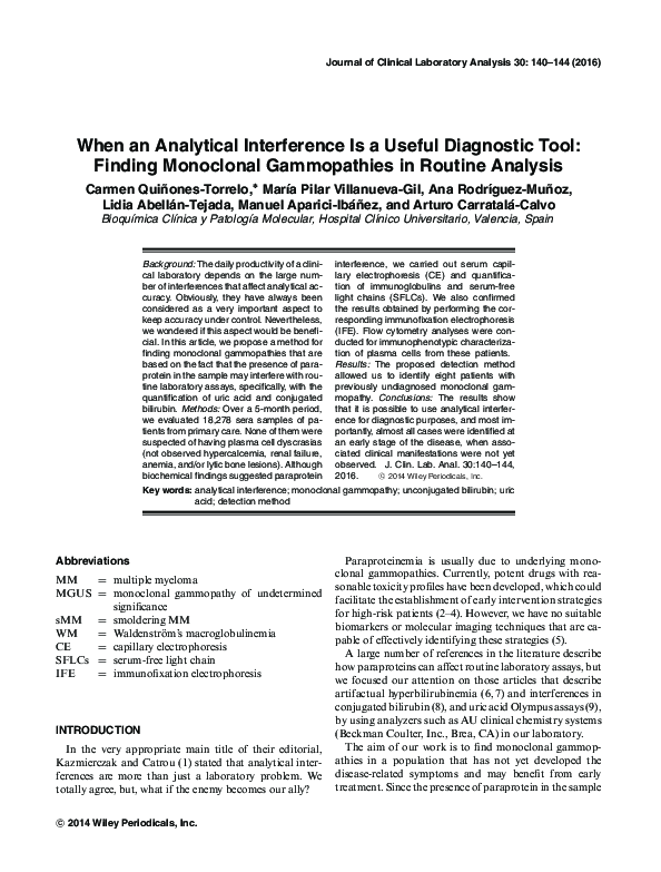 (PDF) When an Analytical Interference Is a Useful Diagnostic Tool ...