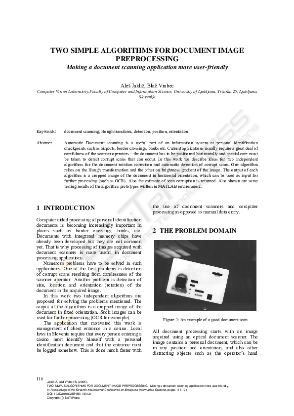 Pdf Two Simple Algorithms For Document Image Preprocessing Making A