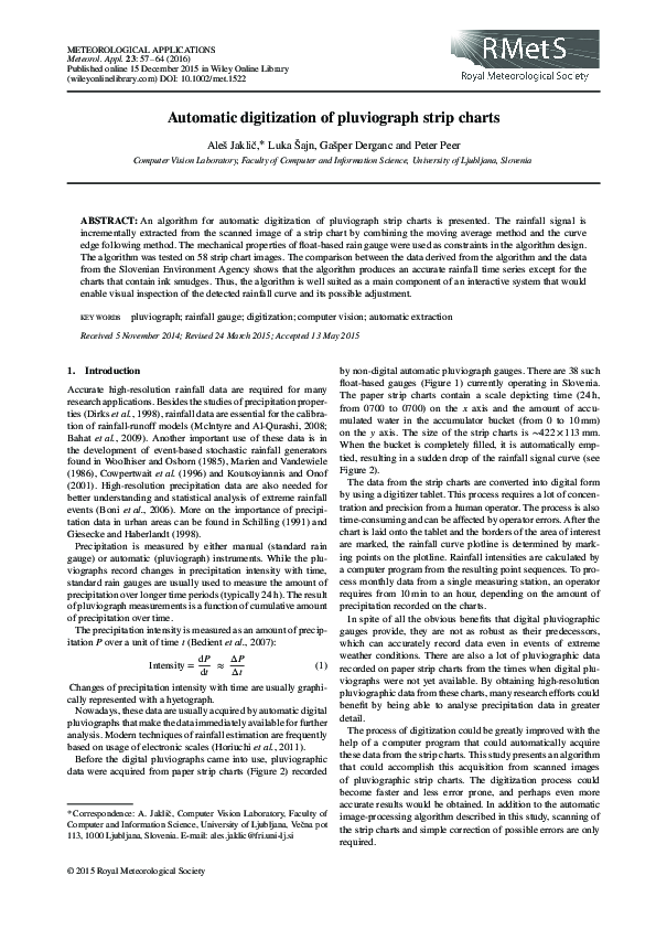 (PDF) Automatic digitization of pluviograph strip charts | Aleš Jaklič - Academia.edu