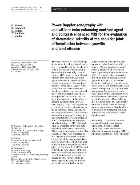 (PDF) Power Doppler sonography with and without echo-enhancing contrast ...