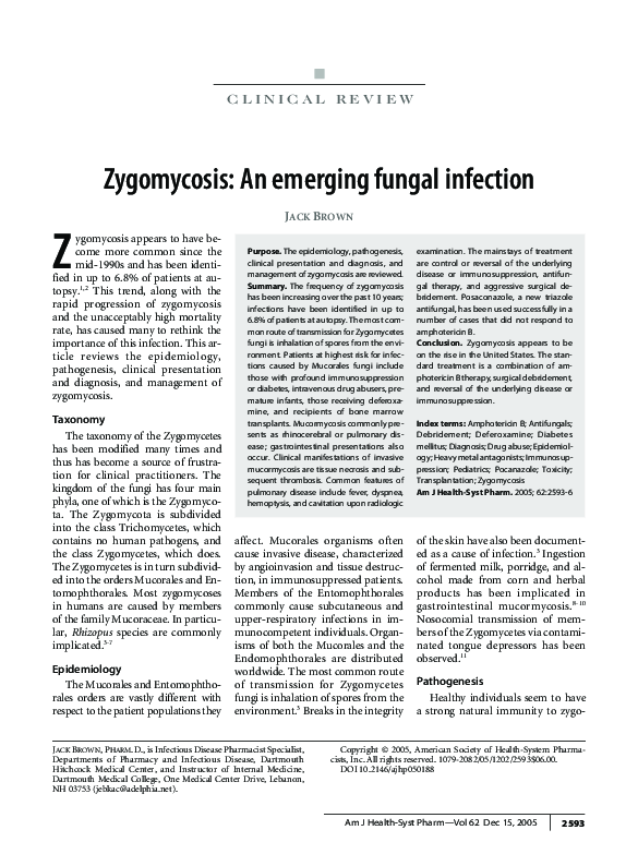 (PDF) Zygomycosis: An emerging fungal infection