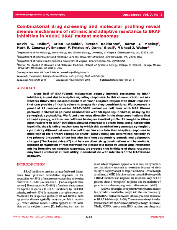 (PDF) Combinatorial drug screening and molecular profiling reveal diverse mechanisms of ...