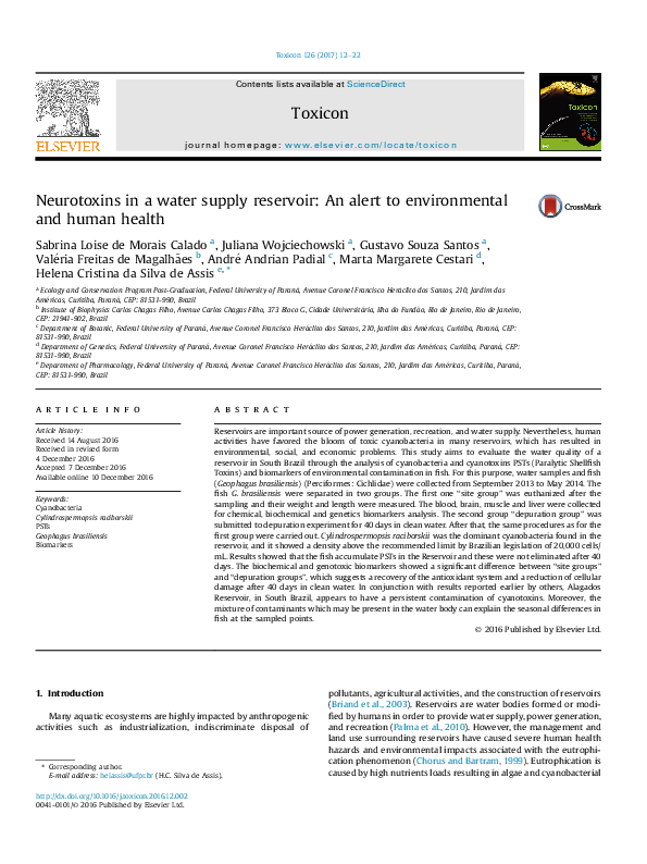 (PDF) Neurotoxins in a water supply reservoir: An alert to ...