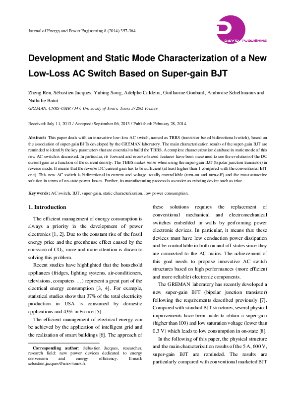 (PDF) Development and Static Mode Characterization of a New Low-Loss AC ...