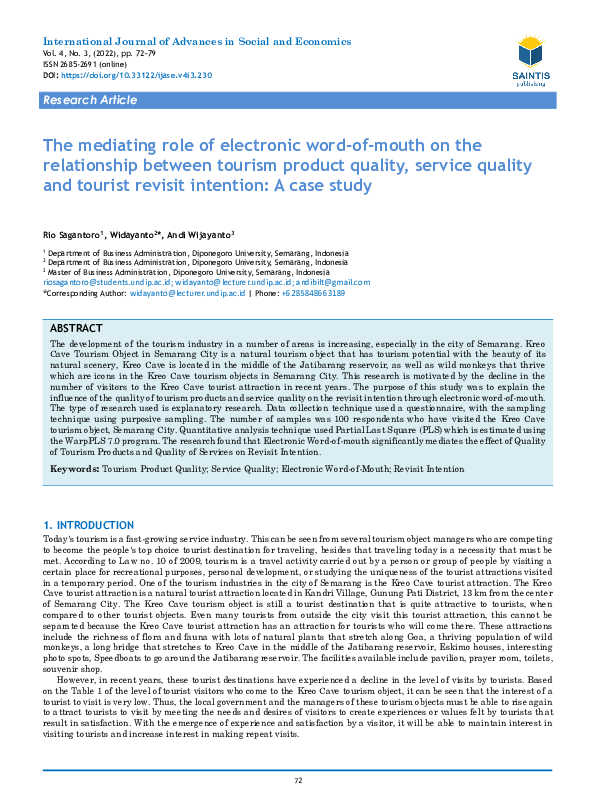 (PDF) The mediating role of electronic word-of-mouth on the ...