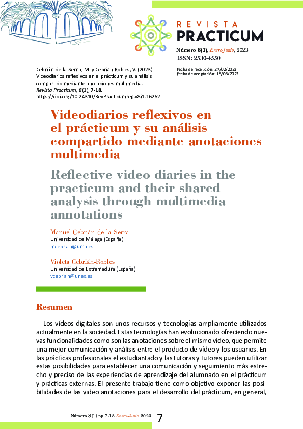 (PDF) Videodiarios reflexivos en el prácticum y su análisis compartido mediante anotaciones ...