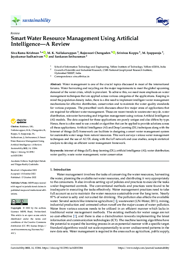 (PDF) Smart Water Resource Management Using Artificial Intelligence—A ...