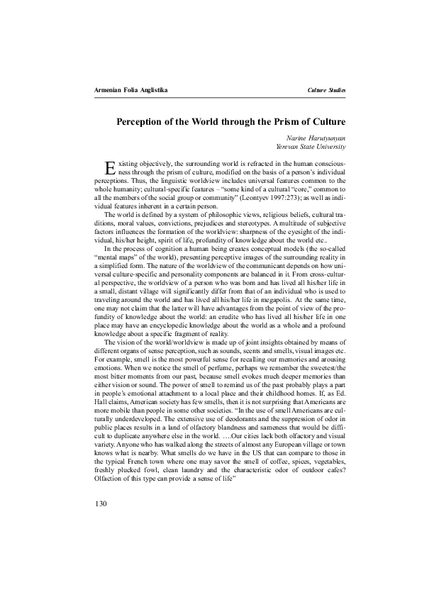 (PDF) Cultural Influences on World Perception